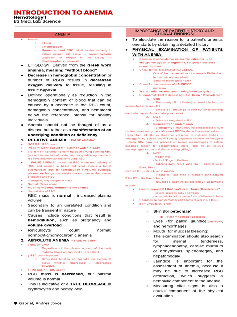 Introduction To Anemia | PDF | Anemia | Hematology