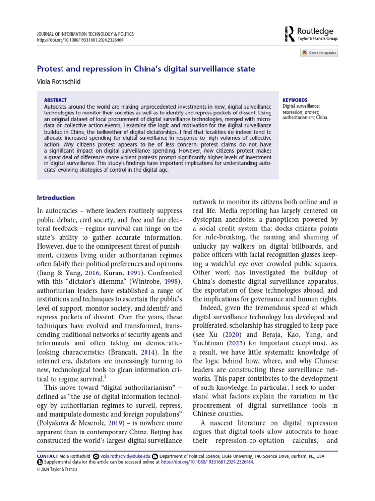 China's Digital Surveillance and Protest | PDF | Surveillance ...