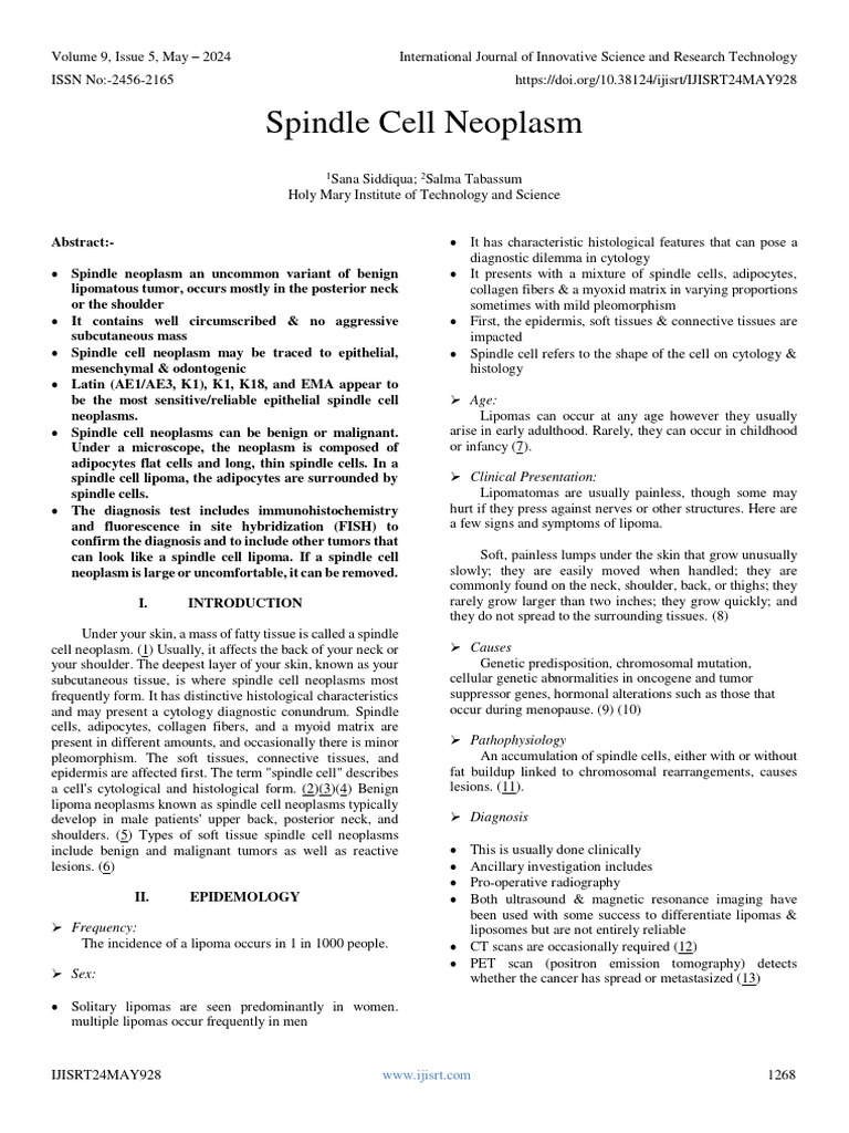 Spindle Cell Neoplasm | Download Free PDF | Neoplasms | Biology