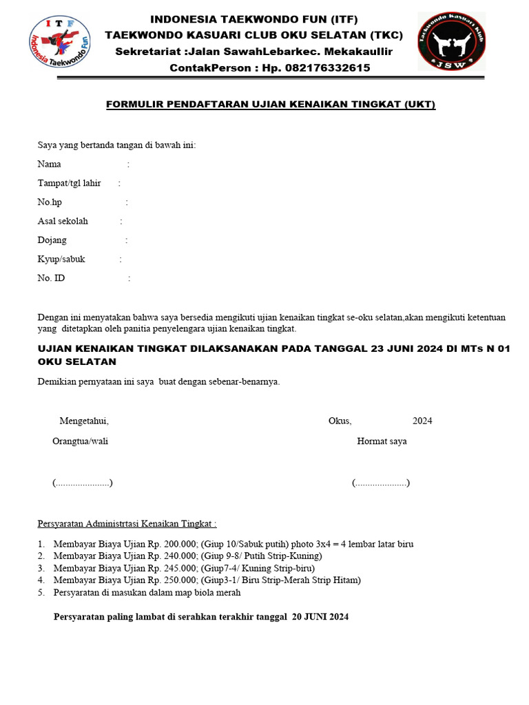 Formulir Ukt 2024 | PDF