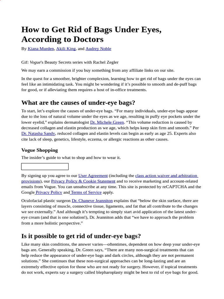 How To Get Rid of Bags Under Eyes, According To Doctors | PDF ...