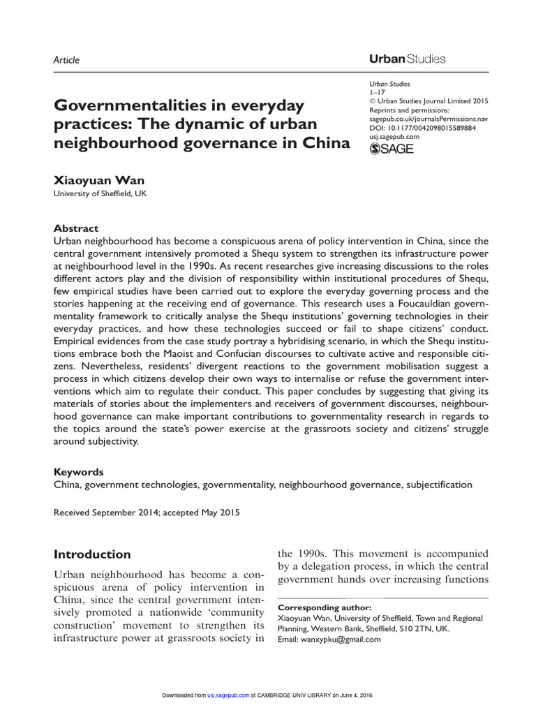 Governmentalities in Everyday Practices: The Dynamic of Urban ...