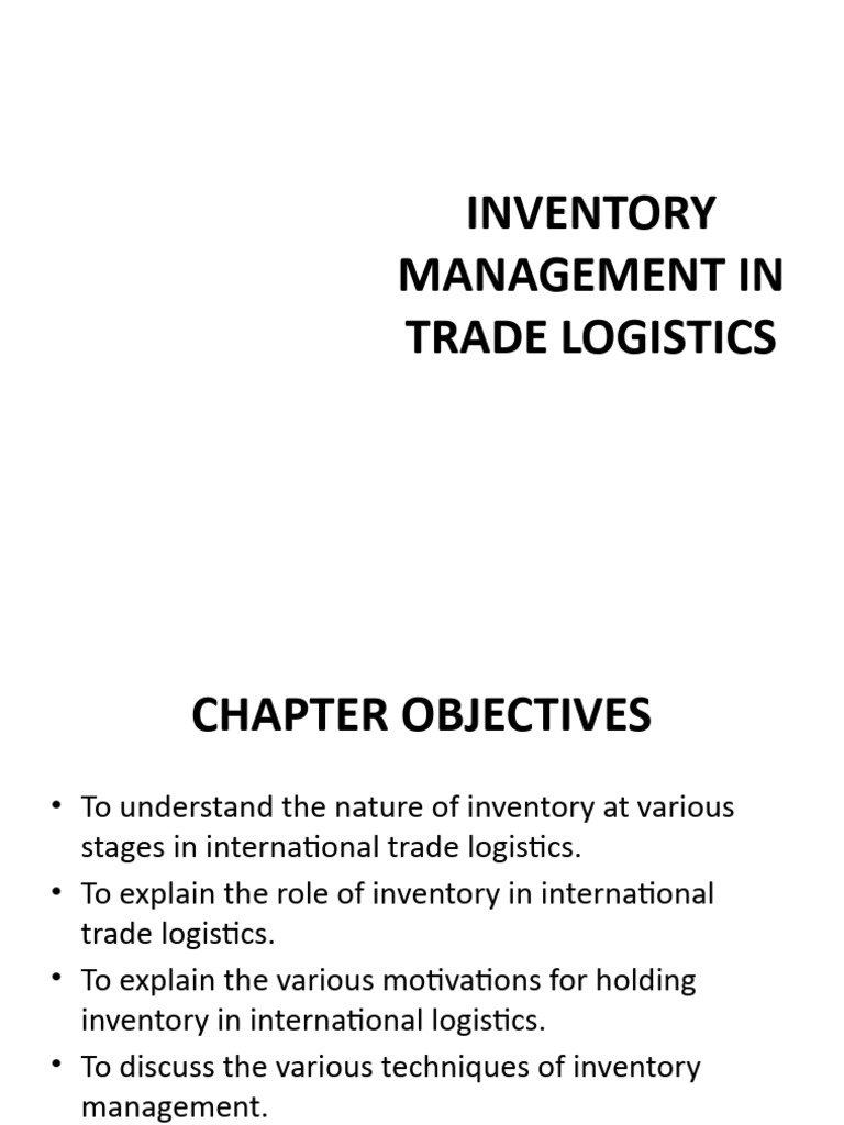 Inv MGMT in Trade Logistics | PDF | Inventory | Logistics