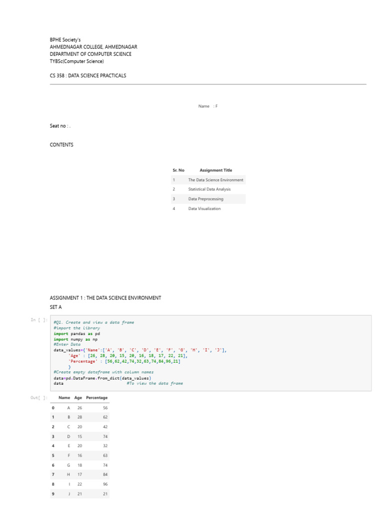 Data Science Practicals Ipynb Pdf Mean Comma Separated Values