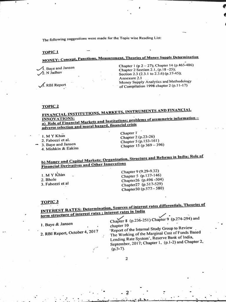 MFM New Reading List | PDF