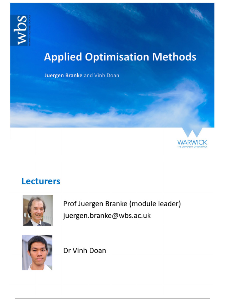Optimization Course Overview | PDF | Mathematical Optimization | Mathematical Model