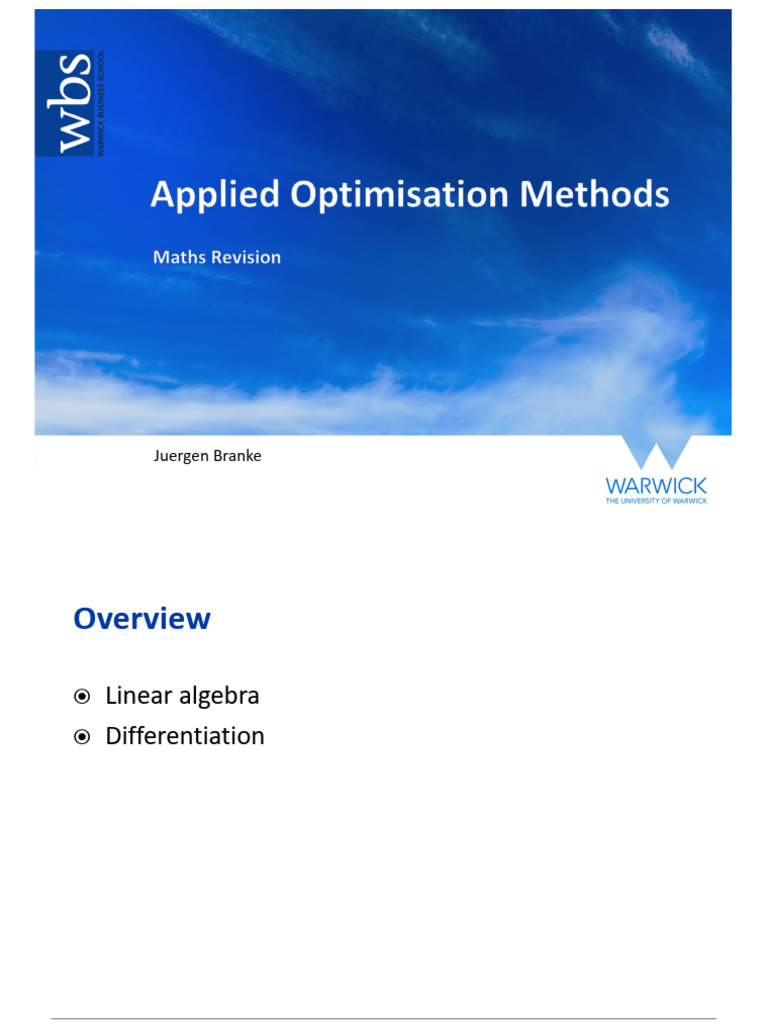 IB352 Warwick Wk1 - Maths | PDF | Derivative | Gradient