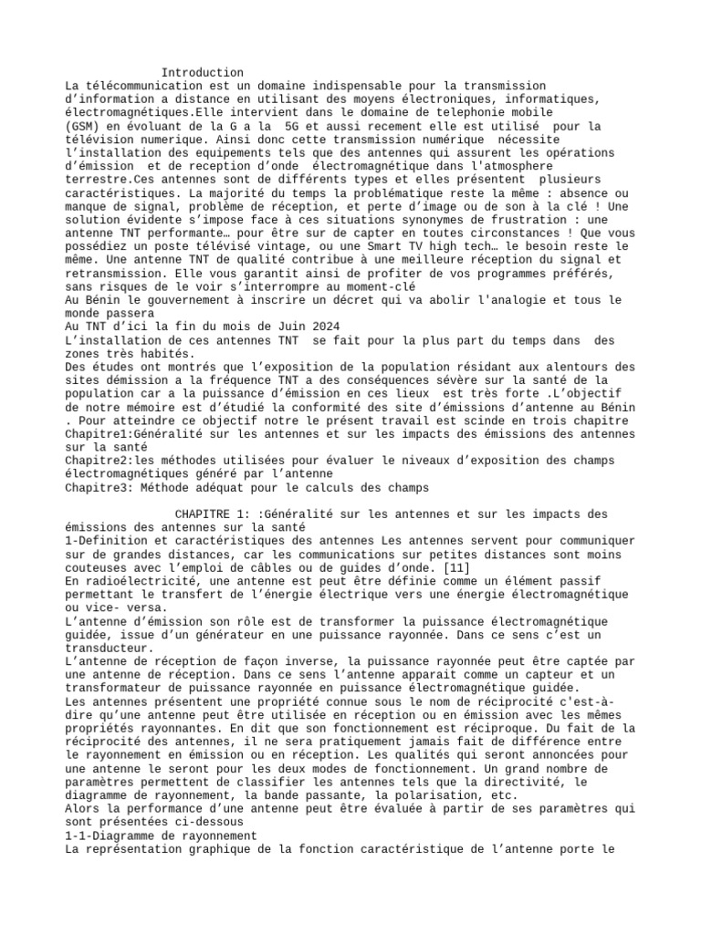 Introduction Et Premier Parti de Du Chapitre 1 | PDF | Antenne (Radio ...