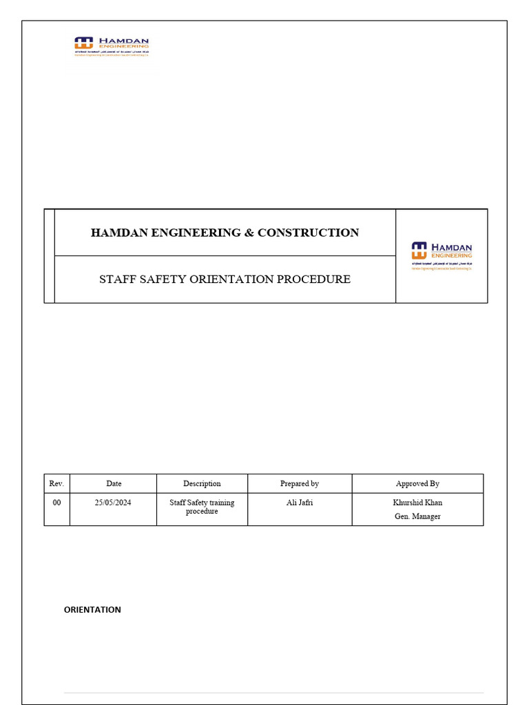 Hamdan Staff Safety Orientation | Download Free PDF | Safety ...