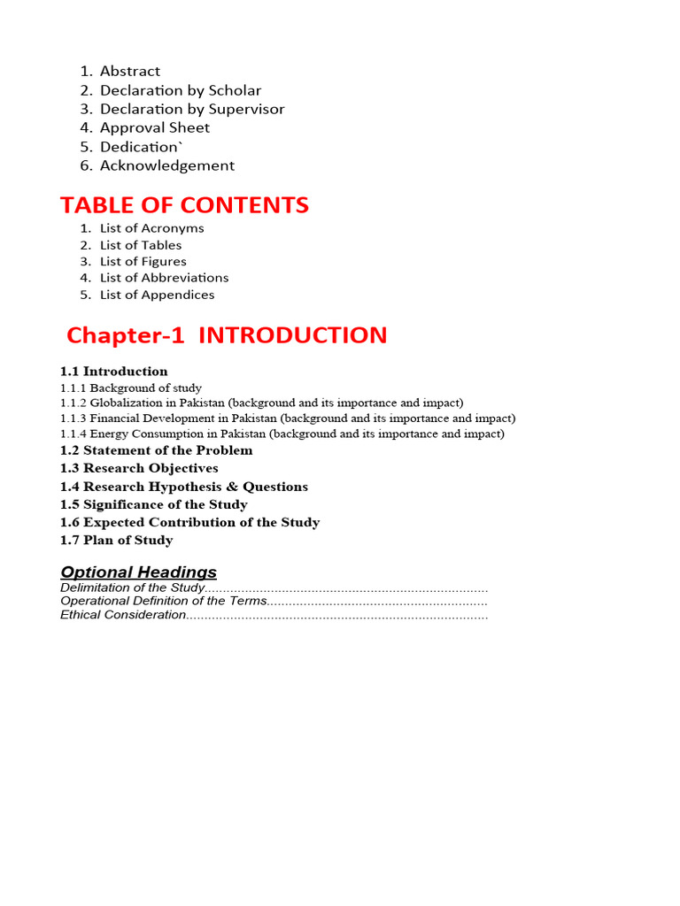 TABLE OF CONTENTS (FORMAT) ALL Examples | PDF | Methodology | Science