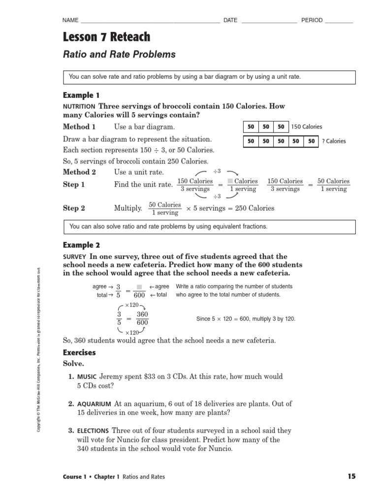 Reteach-Ratio and Rate Problems | PDF | Mathematics | Arithmetic