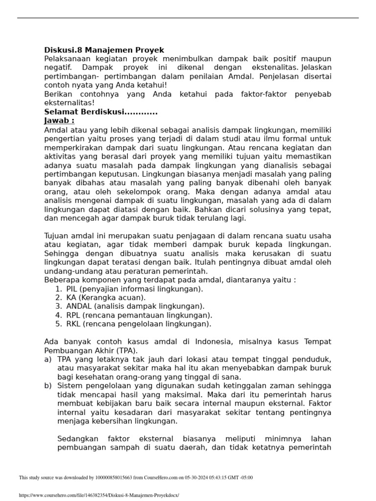 Diskusi 8 Manajemen Proyek | PDF | Komputer