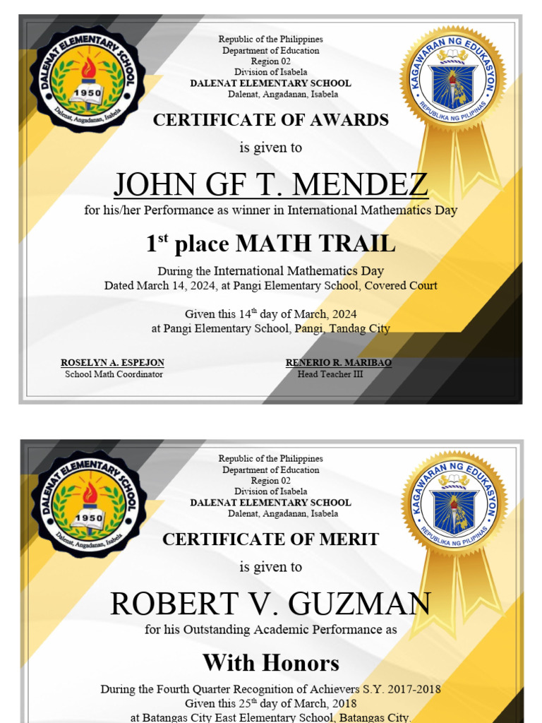 Award Certificates Templates | PDF