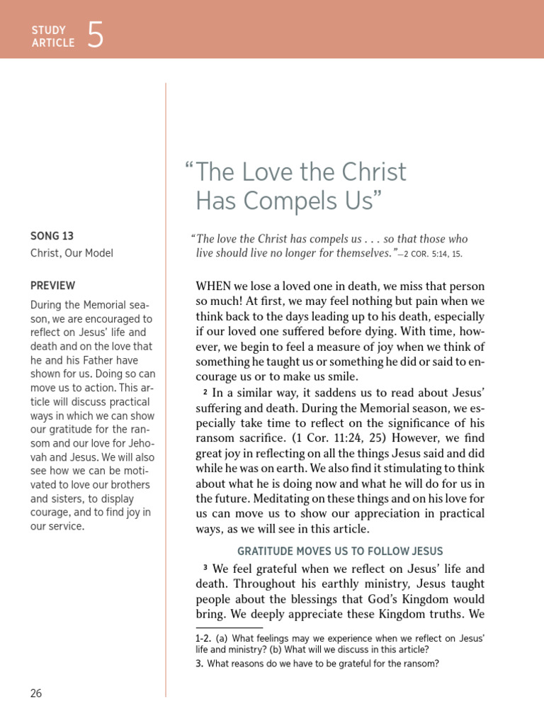 The Love The Christ Has Compels Us | PDF | Jesus | Disciple (Christianity)