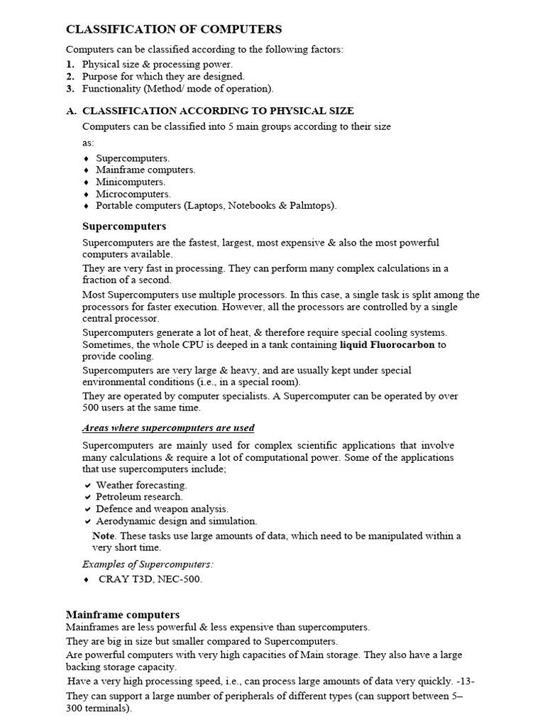 Classification of Computers | PDF | Computer Keyboard | Mainframe Computer Classification of Computers | PDF | Computer Keyboard | Mainframe Computer