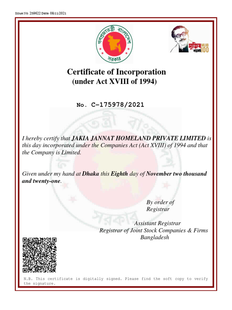 JAKIA JANNAT HOMELAND Incorporation | PDF