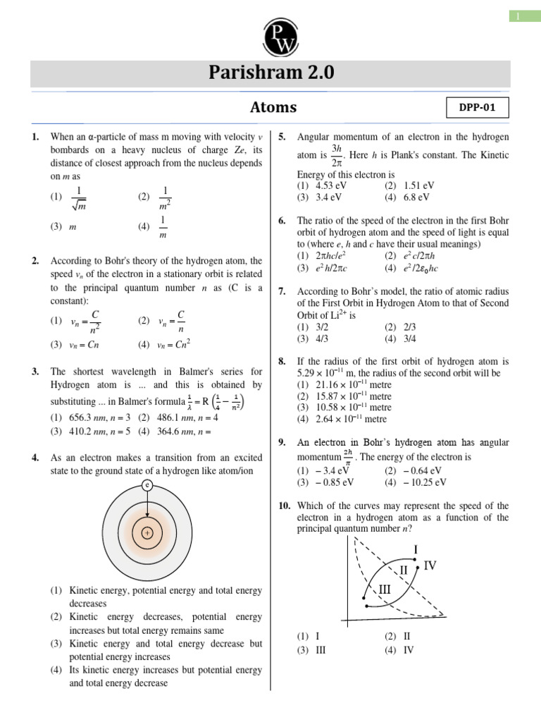 Atoms Dpp 01 Of Lec 02 Parishram 2 0 2023 Pdf Electron Atoms