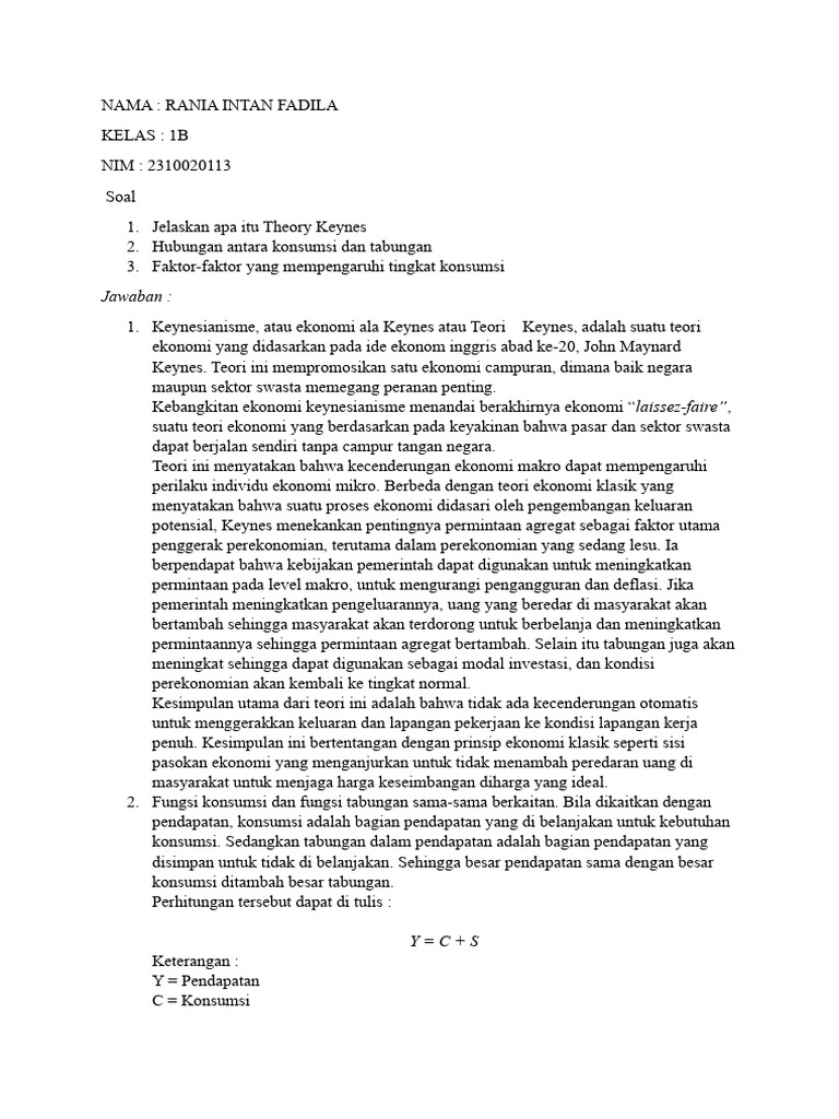 Tugas MakroEkonomi Rania | PDF