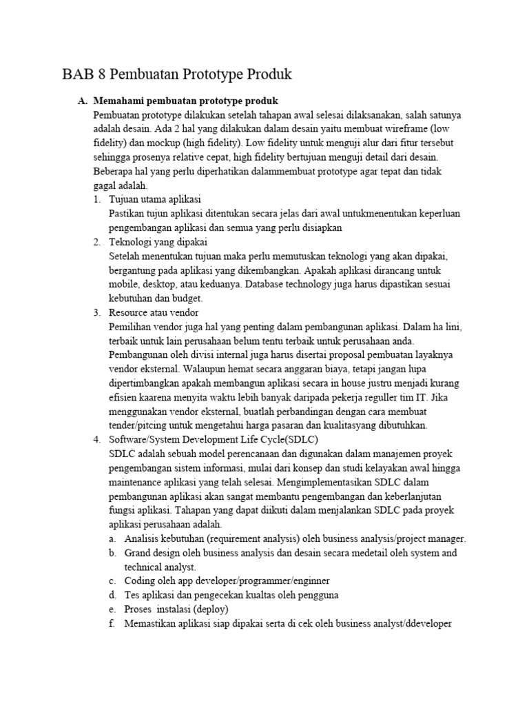 BAB 8 Pembuatan Prototype Produk | PDF
