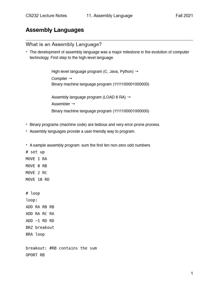 11 AssemblyLanguage | PDF | Assembly Language | Computer Architecture 11 AssemblyLanguage | PDF | Assembly Language | Computer Architecture
