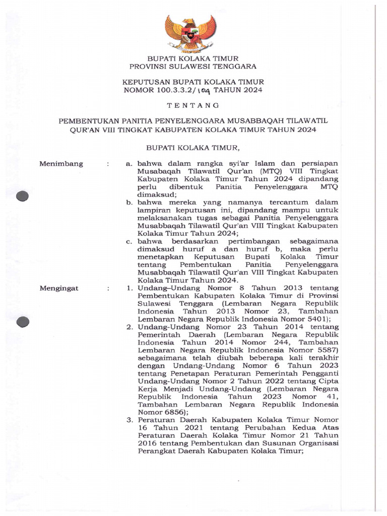 SK Panitia MTQ 2024 | PDF