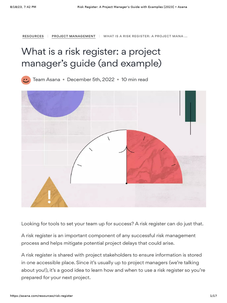 Risk Register - A Project Manager's Guide With Examples (2023) - Asana ...