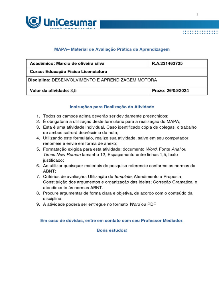 atividade mapa | PDF | Aprendizado