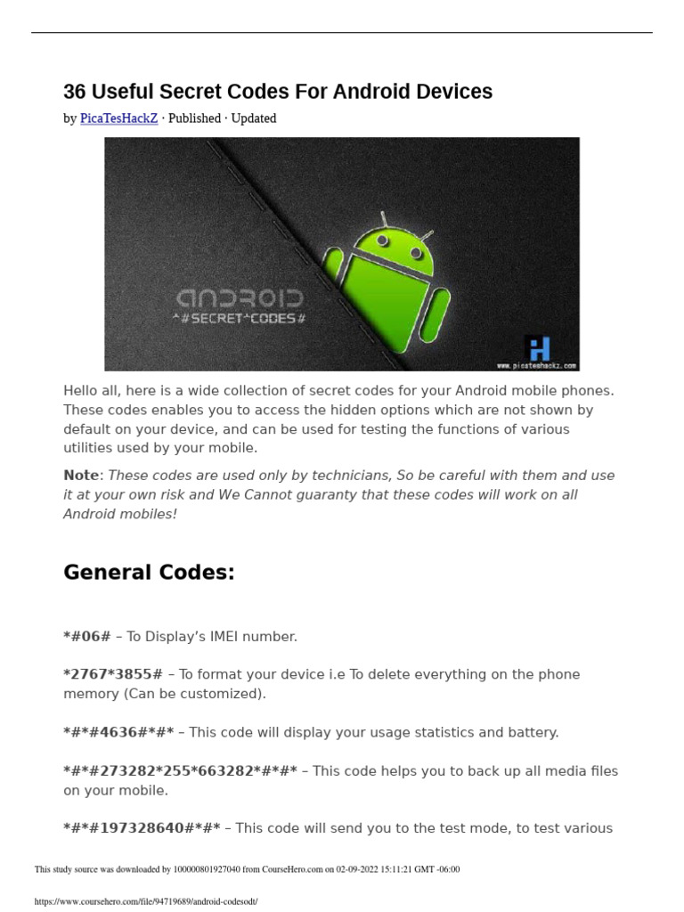 Android - Codes. For Phones | PDF | Android (Operating System) | Computer File