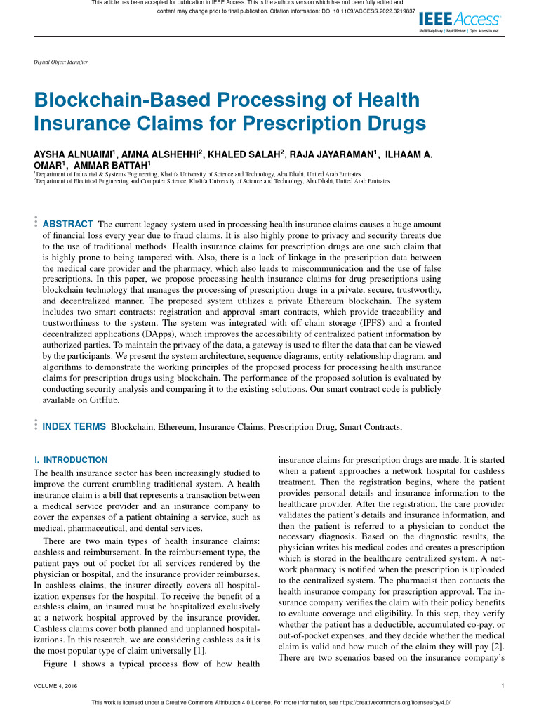 Blockchain for Health Insurance Claims | PDF | Computing