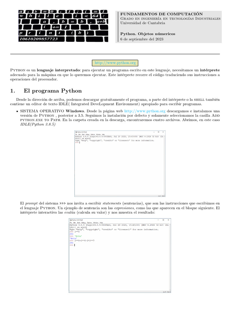 Python Objetos Numericos | PDF | Programación | Programa de computadora
