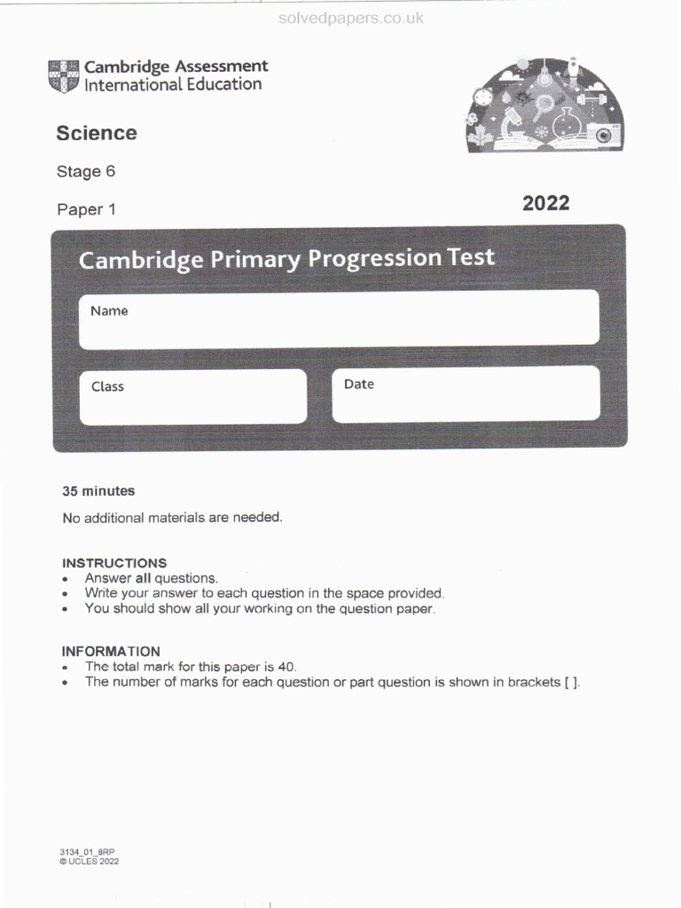 Stage 6 Science P1 2022 Solved | PDF