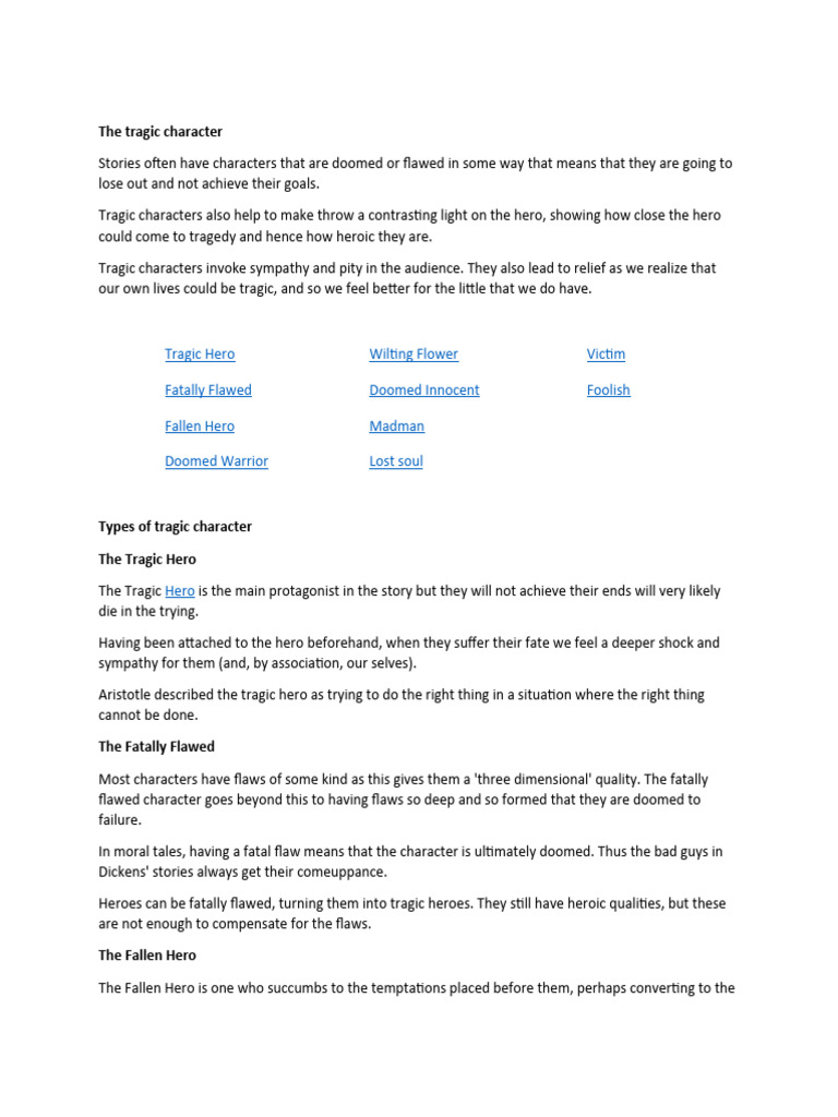 The Tragic Character | PDF | Tragedy | Hero