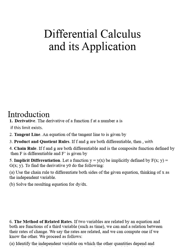 Differential Calculus | PDF | Derivative | Function (Mathematics)