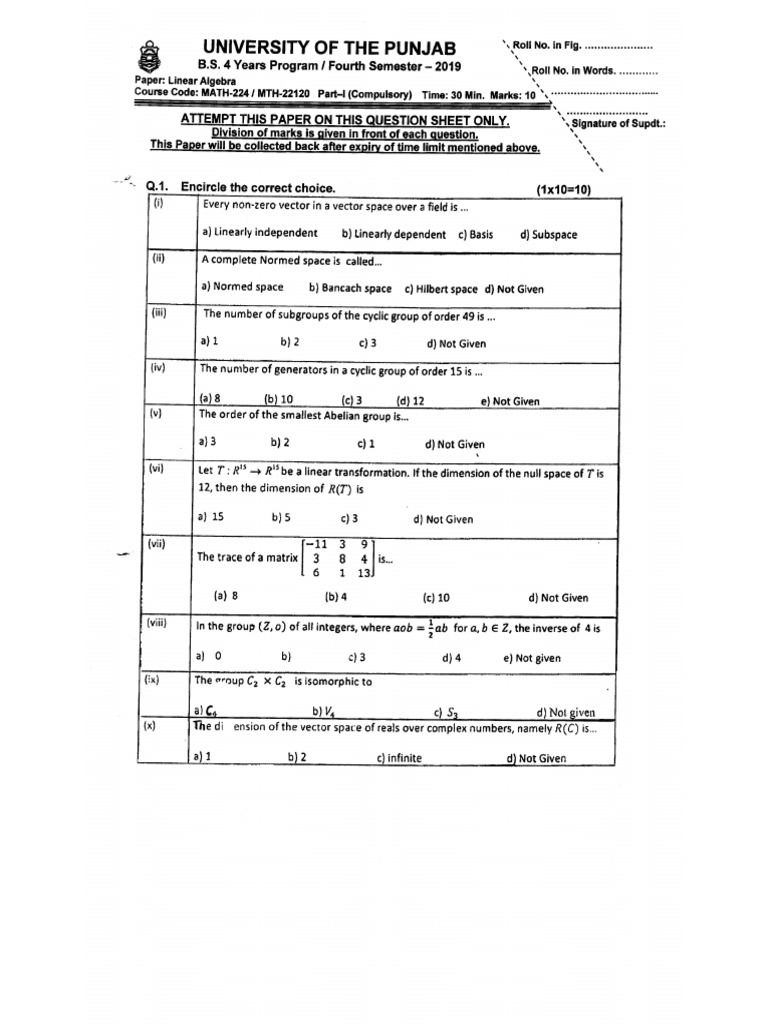 P2019 Math-224 | PDF