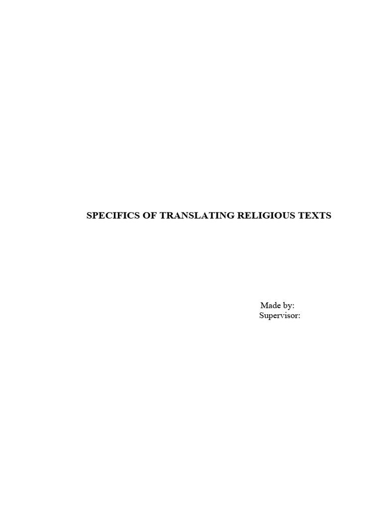 Specifics of Translating Religious Texts | PDF | Translations | Salvation