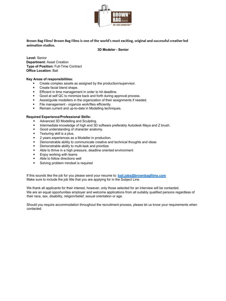 3D Modeler - Senior | PDF | Career & Growth