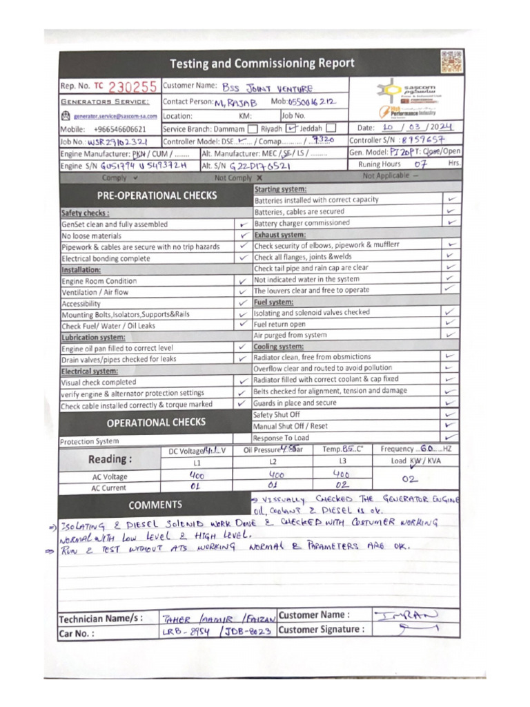 Testing and Commissioning Report-3 | PDF