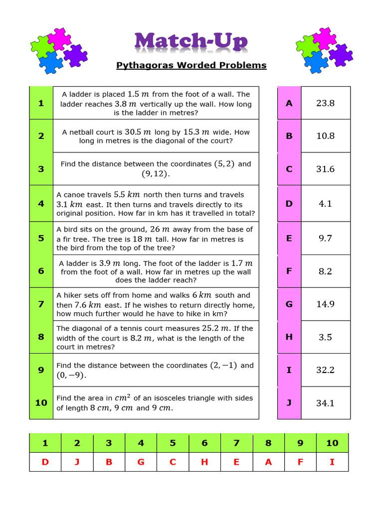 Pythagorean Word Problems Challenge | PDF