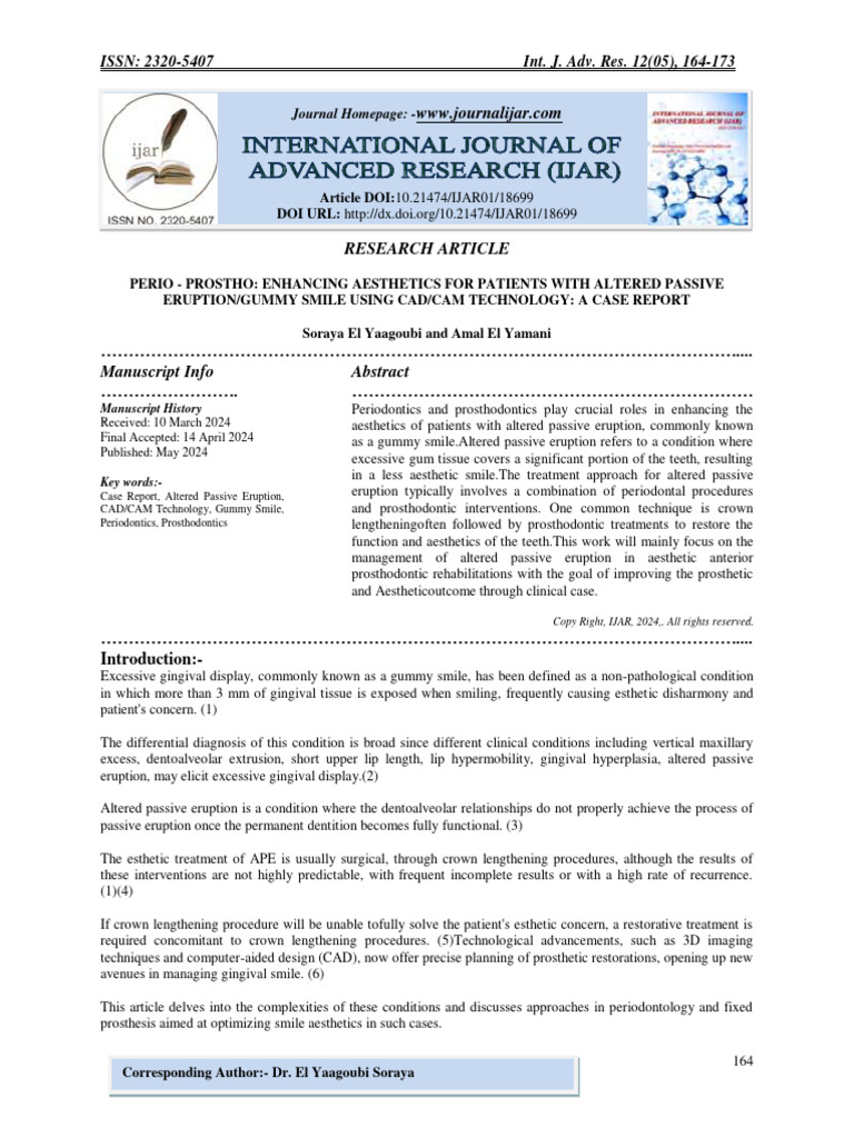 Perio - Prostho: Enhancing Aesthetics For Patients With Altered Passive ...