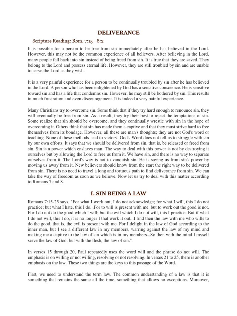 Deliverance from Sin for New Believers | PDF | Forgiveness | Epistle To ...