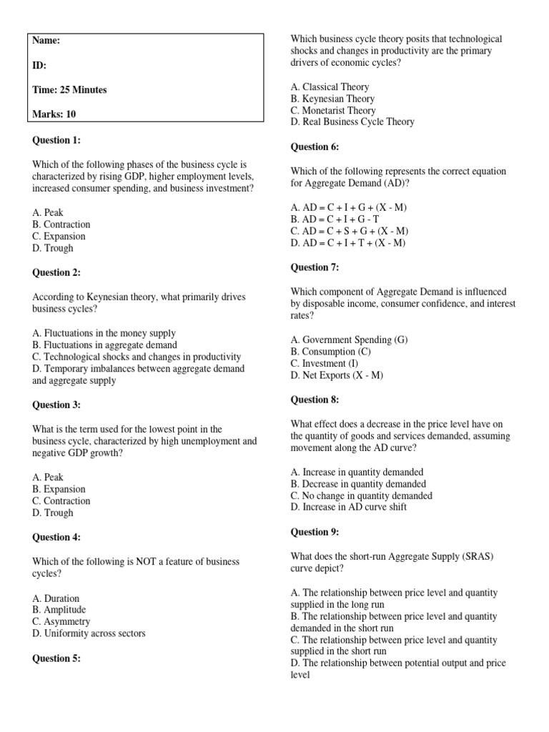 MCQ 2 | PDF | Business Cycle | Aggregate Demand