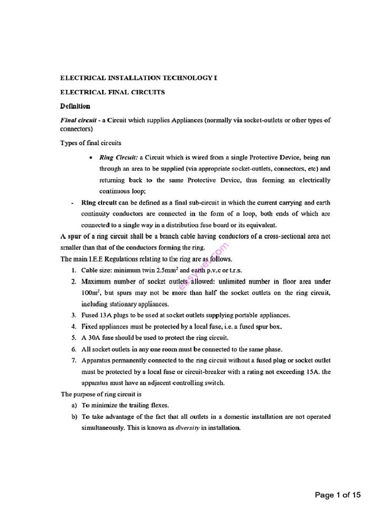 Electrical Final Subcircuits | PDF