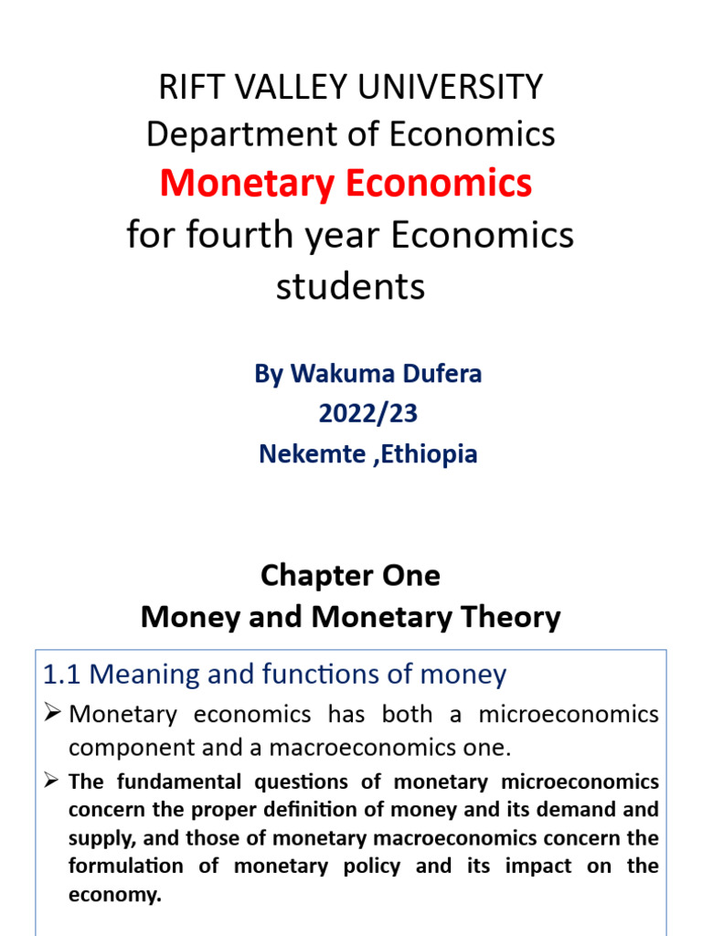 Monetary Economics 1-3 | PDF | Demand For Money | Monetary Policy