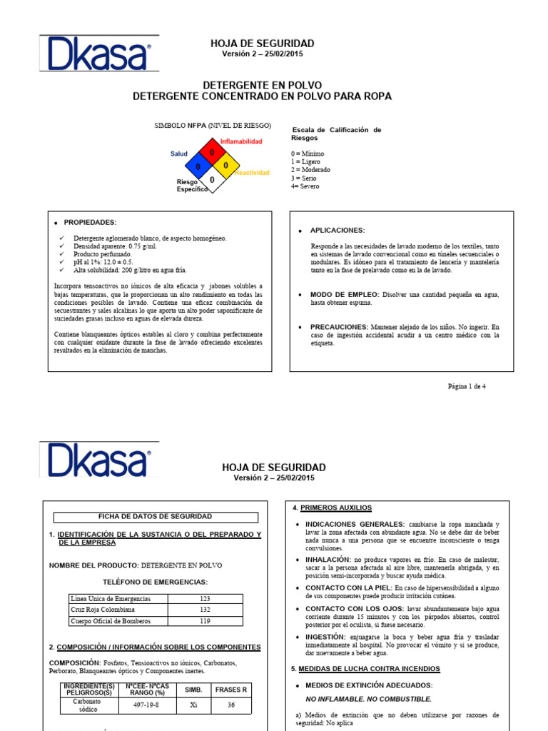 HS Jabon Polvo 2015 | PDF | Detergente | Agua
