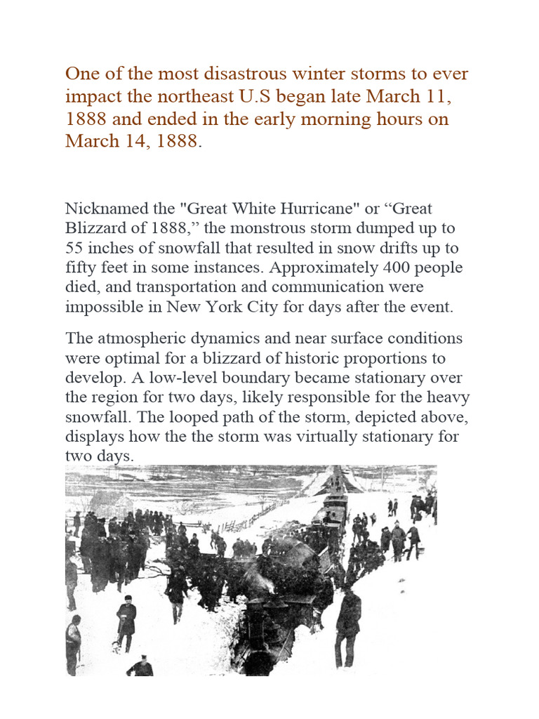 Case Study Great Blizzardof 1888 | PDF | Snow | Winter Storm