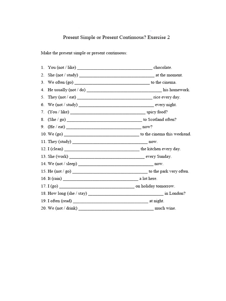 Present Simple or Present Continuous 2 | PDF