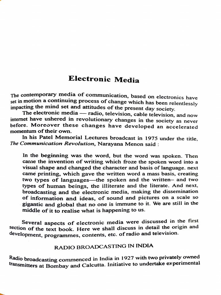 Patel Memorial Lecture on Media Evolution | PDF | Frequency Modulation ...