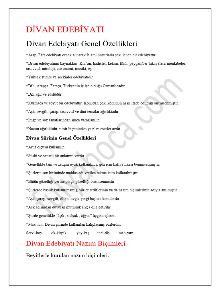 Dyvan Edebyyati | PDF