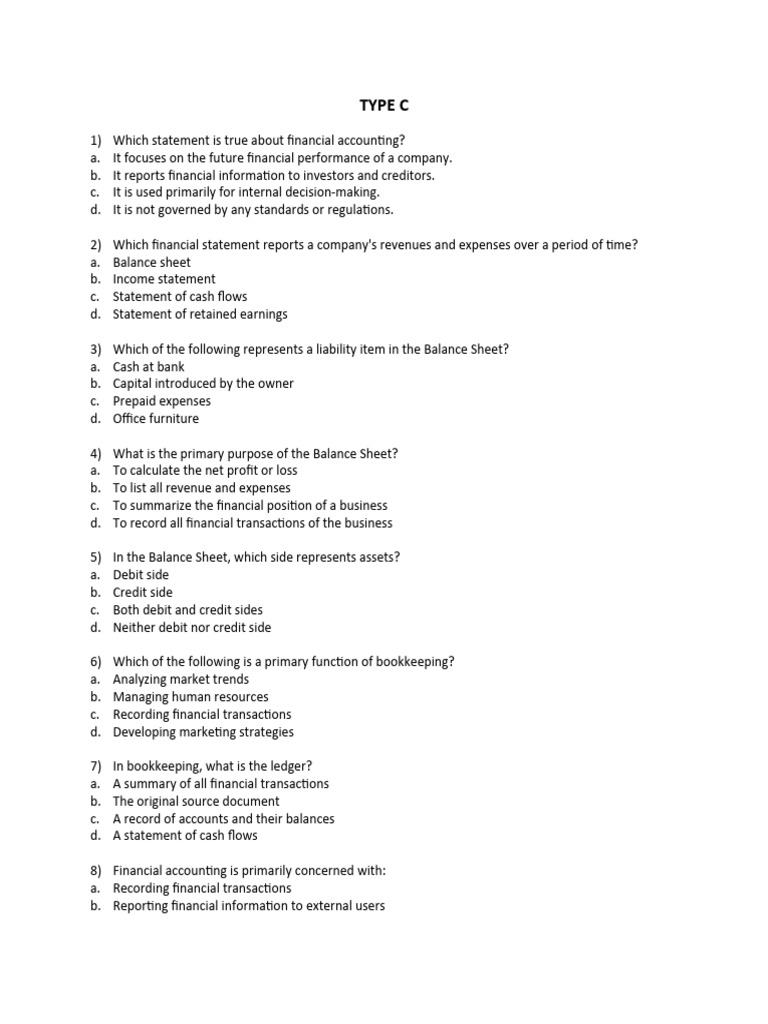 SS1 Objective Type C | Download Free PDF | Debits And Credits | Bookkeeping
