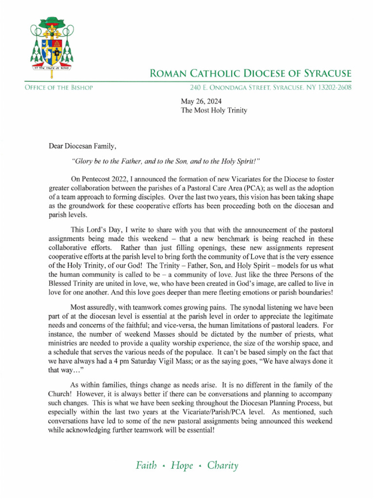 Bishop Letter Parish Configurations 5 | PDF